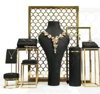 China Custom Luxury Jewelry Display Props Set, Premium Gold Frame Velvet Stand for Fine Jewelry for sale