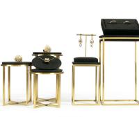 China Custom Luxury Jewelry Display Props Set, Premium Gold Frame Velvet Stand for Fine Jewelry for sale