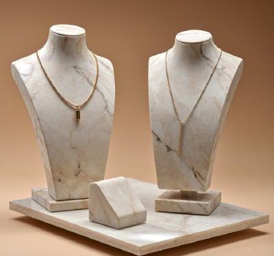 China Custom Modern Marble Jewelry Display Set, Premium Stone Necklace Bust for Fine Jewelry Retail for sale
