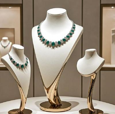 China Elegant Abstract Bust Jewelry Display Holder, Velvet Jewelry Organizer for High-End Necklace Retail for sale