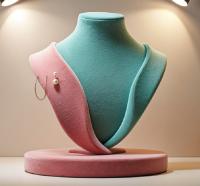 China Luxury Artistic Streamline Necklace Bust Display Stand, High-End Velvet Jewelry Holder for Pendant & Chain for sale