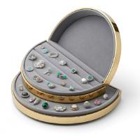 China Luxury Semicircle Multi-Tier Ring Display Tray, High-End Velvet Jewelry Display Holder for Ring & Earring for sale