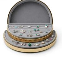China Luxury Semicircle Multi-Tier Ring Display Tray, High-End Velvet Jewelry Display Holder for Ring & Earring for sale