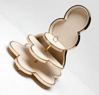 China Custom Luxury Rotating Jewelry Display Case, Premium Gold Frame Velvet Display Stand for Engagement Ring for sale