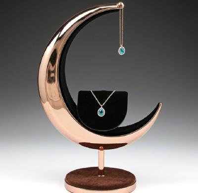 China Elegant Moon-Shaped Jewelry Tree Stand with Velvet Luxury Jewelry Organizer for High-End Necklace & Earring for sale