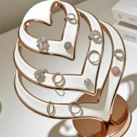 China Modern Romantic Heart-Shaped Jewelry Stand, 3-Tier Velvet Ring Holder for High-End Jewelry Showroom & Home for sale