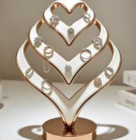 China Modern Romantic Heart-Shaped Jewelry Stand, 3-Tier Velvet Ring Holder for High-End Jewelry Showroom & Home for sale