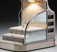 China Luxury LED Lighted Mirror Ring Display Case, High-End Velvet Jewelry Showcase for Engagement Ring & Necklace for sale