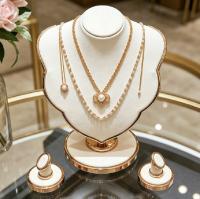 China Elegant 360 Rotatable Jewelry Display Stand Rose Gold Velvet Necklace Mannequin Ring Stands Durable High Quality for sale