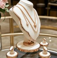 China Elegant 360 Rotatable Jewelry Display Stand Rose Gold Velvet Necklace Mannequin Ring Stands Durable High Quality for sale