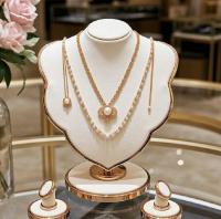 China Elegant 360 Rotatable Jewelry Display Stand Rose Gold Velvet Necklace Mannequin Ring Stands Durable High Quality for sale