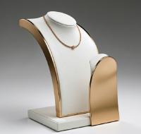 China Luxury Rose Gold Necklace Display Bust Stand, Velvet Jewelry Mannequin for Pendant & Chain, High-end Jewelry Store Display Props for sale