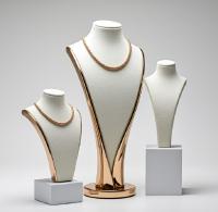 China Luxury Rose Gold Necklace Display Bust Stand, Velvet Jewelry Mannequin for Pendant & Chain, High-end Jewelry Store Display Props for sale