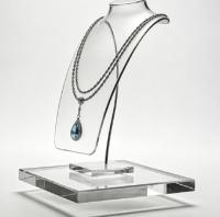 China Clear Acrylic Necklace Display Stand 3D Bust Jewelry Holder Stable Square Base High Transparent Pendant Organizer LED for sale