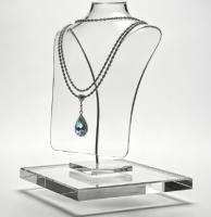 China Clear Acrylic Necklace Display Stand 3D Bust Jewelry Holder Stable Square Base High Transparent Pendant Organizer LED for sale