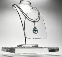 China Clear Acrylic Necklace Display Stand 3D Bust Jewelry Holder Stable Square Base High Transparent Pendant Organizer LED for sale