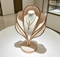 China Elegant Multi-layer Necklace Display Stand Rose Gold Petal-shaped Jewelry Bust Premium Jewelry Holder LED Lighting Durable for sale