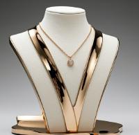 China Premium Rose Gold Necklace Display Bust, Velvet Jewelry Mannequin Stand for Pendant & Chain, Luxury Jewelry Store Display Holder for sale