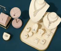 China Museum-Grade Jewelry Display Kit with Custom Velvet Stand Set and Gold Metal Frame for Luxury Retail for sale
