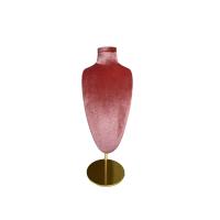 China Adjustable Gold Base Coral Velvet Jewelry Display Neck Stand Josie Necklace Holder for sale