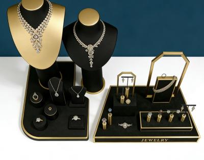 China Custom Black Velvet & Gold Plated Stand Set for Luxury Retail Displays-Durable & Easy Clean for sale