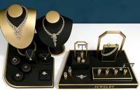 China Custom Black Velvet & Gold Plated Stand Set for Luxury Retail Displays-Durable & Easy Clean for sale