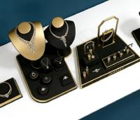 China Custom Black Velvet & Gold Plated Stand Set for Luxury Retail Displays-Durable & Easy Clean for sale