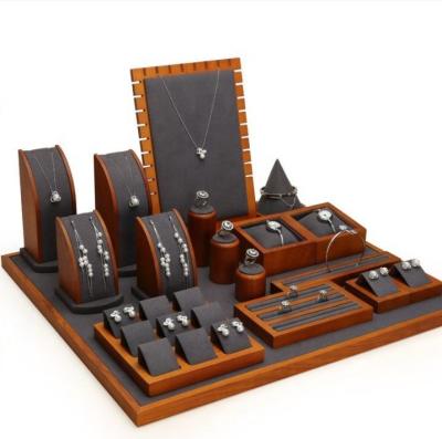 China Brown Wooden Jewelry Display Props for Jewelry Exhibition Showroom for sale
