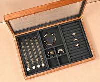 China Handcrafted Walnut Wood Jewelry Storage Case, Premium Wooden Jewelry Organizer with Black Velvet Lining for High-End Jewelry for sale