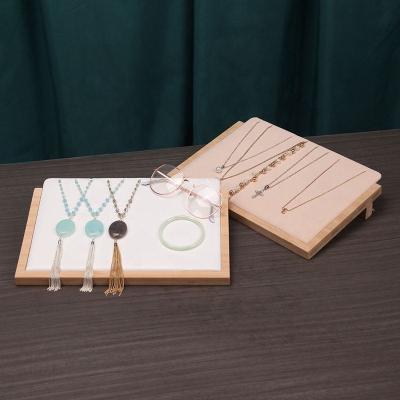China Beige Velvet Jewelry Display Tray for Jewelry Retail Store Props for sale