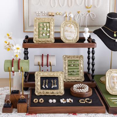 China Luxury Wooden Jewelry Display Tray With Leather Surface for sale