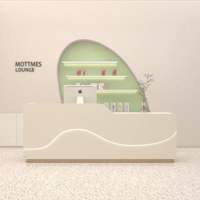 China Solid Wood Reception Desk with Marble Top & Storage for Jewelry Shop for sale