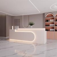 China Luxury Wooden Reception Counter with Marble Inlay for High-End Boutique for sale