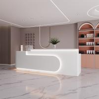 China Luxury Wooden Reception Counter with Marble Inlay for High-End Boutique for sale