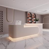 China Luxury Wooden Reception Counter with Marble Inlay for High-End Boutique for sale