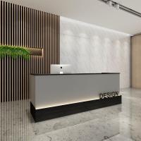China Luxury Wooden Reception Desk with LED Lighting & Lockable Cabinets for sale