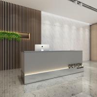 China Luxury Wooden Reception Desk with LED Lighting & Lockable Cabinets for sale