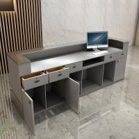 China Luxury Wooden Reception Desk with LED Lighting & Lockable Cabinets for sale