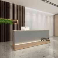 China Luxury Wooden Reception Desk with LED Lighting & Lockable Cabinets for sale