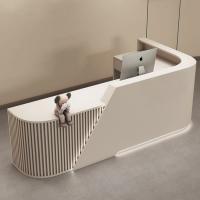 China Luxurious Wood and Metal Accents Jewelry Store Counters with LED Lighting; Simple Elegant Reception Desk High Quality & Durable for sale