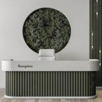 China Luxurious Wood and Metal Accents Jewelry Store Counters with LED Lighting; Simple Elegant Reception Desk High Quality & Durable for sale