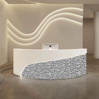 China Luxury Wooden Cashier Counter with Gold Metal Frame for High-End Jewelry Store for sale