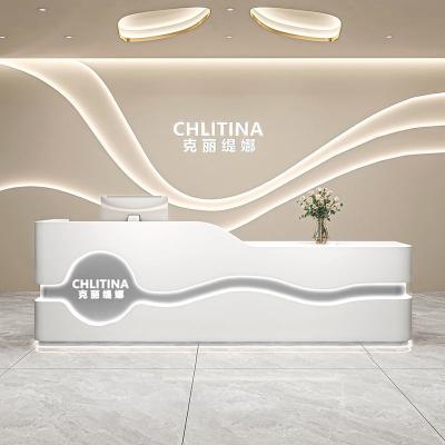 China Elegant Wood Checkout Counter with Storage Drawers for Luxury Jewelry Shop for sale