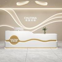 China Elegant Wood Checkout Counter with Storage Drawers for Luxury Jewelry Shop for sale
