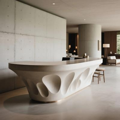 China Customizable Modern Luxury LED-Lit Round Jewelry Store Commercial Reception Desk Bar Counter for sale