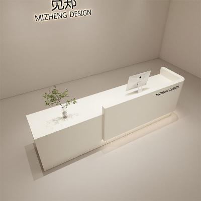 China Solid Wood Reception Desk with LED Light Strip for Jewelry Store Interior for sale