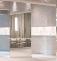 China Minimalist Terrazzo LED Lit Jewelry Reception Desk & Wall Display Case Set High-End Custom Design for Luxury Boutique for sale