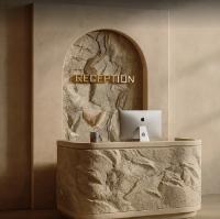 China Luxury Jewelry Store Custom Stone Texture Display Counter with LED Lighting Durable Design for Modern Retail Front Desk for sale
