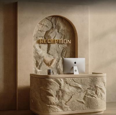 China Luxury Jewelry Store Custom Stone Texture Display Counter with LED Lighting Durable Design for Modern Retail Front Desk for sale