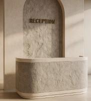 China Luxury Jewelry Store Custom Stone Texture Display Counter with LED Lighting Durable Design for Modern Retail Front Desk for sale